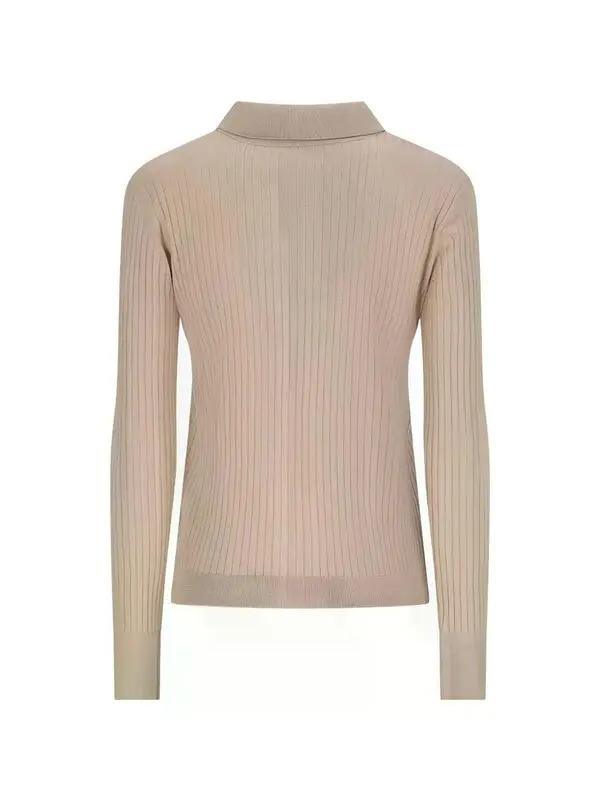 Max Mara Ribbed Collared Polo Top - Neutrals