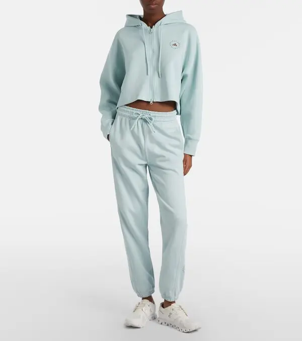 Adidas By Stella McCartney Cropped Cotton-blend Jersey Hoodie