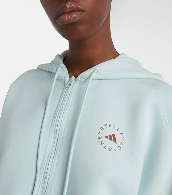 Adidas By Stella McCartney Cropped Cotton-blend Jersey Hoodie