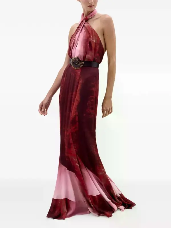 Silvia Tcherassi Raisa Belted Halterneck Maxi Dress