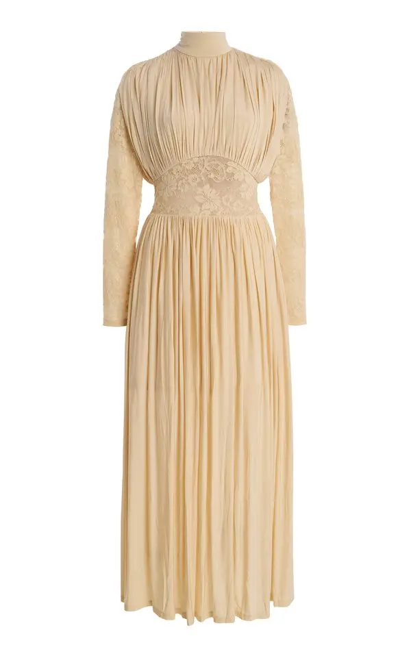 Zimmermann Rebellion Lace-detailed Jersey Maxi Dress - Neutral