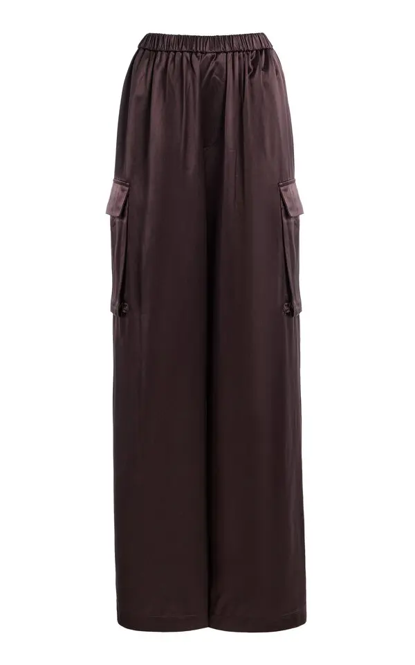 THE FRANKIE SHOP Delny Satin Cargo Pants - Brown