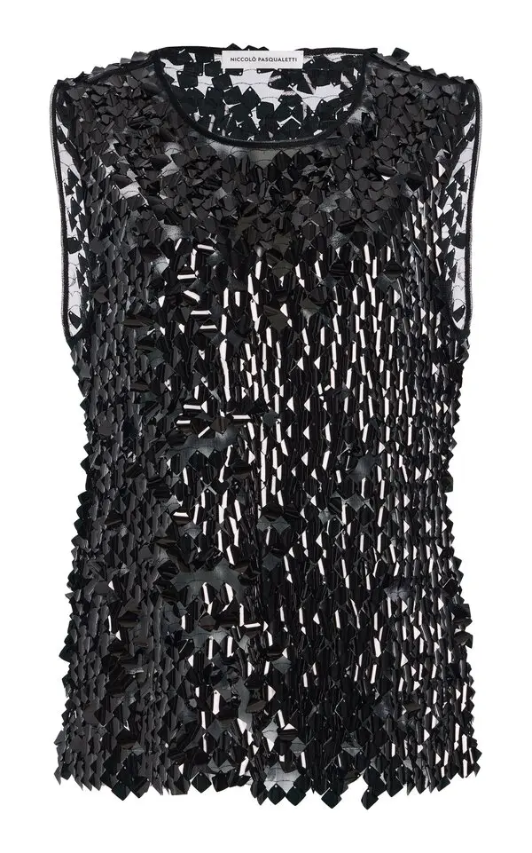 NICCOLO PASQUALETTI Beaded Tank Top - Black