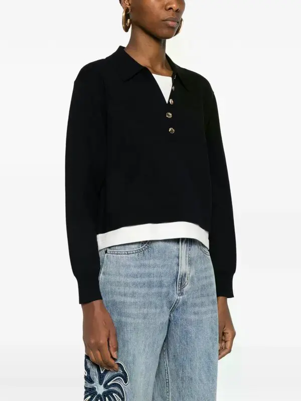 Sandro Polo Collar Button-embellished Knit Sweater