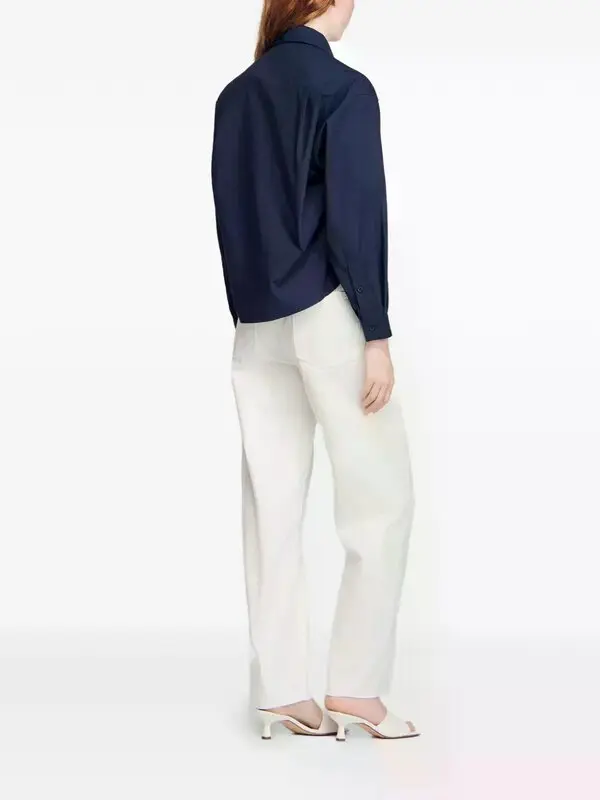 Sandro Embroidered Floral Cotton Blend Shirt
