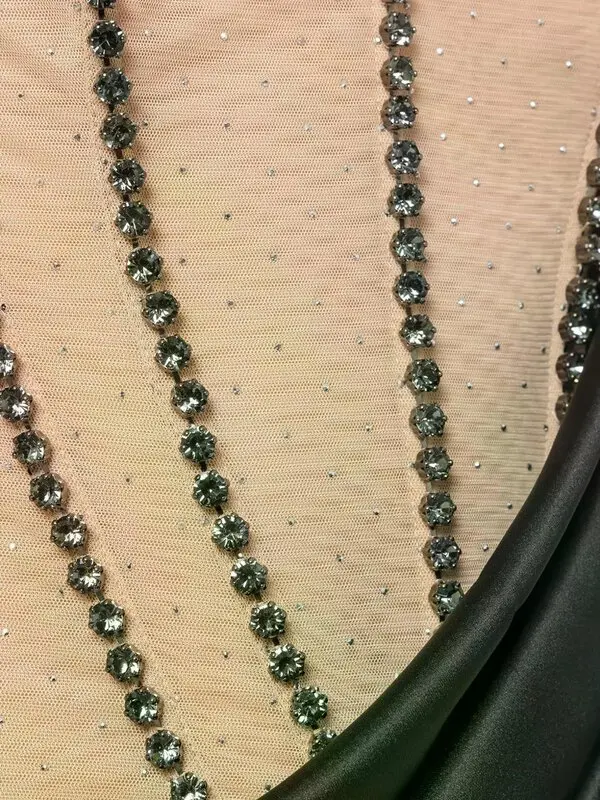 NISSA Crystal-embellished Strapless Satin Maxi Dress