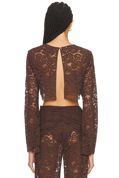 SHANI SHEMER Ella Lace Crop Top - Espresso