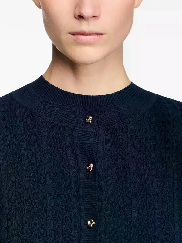 Sandro Cropped Textured Knit Cardigan