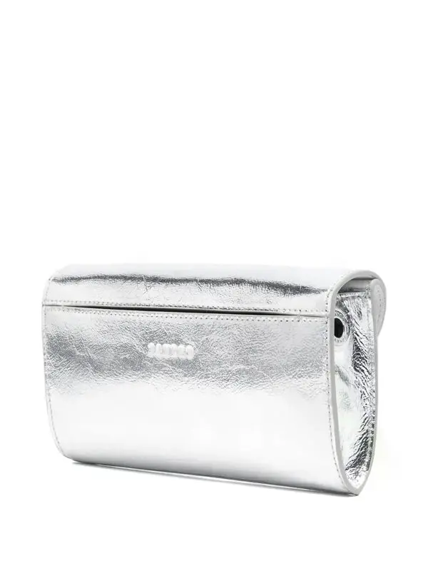 Sandro Mambo Metallic Leather Clutch Bag - Silver