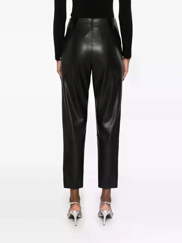 NISSA Crystal-embellished Faux Leather Trousers