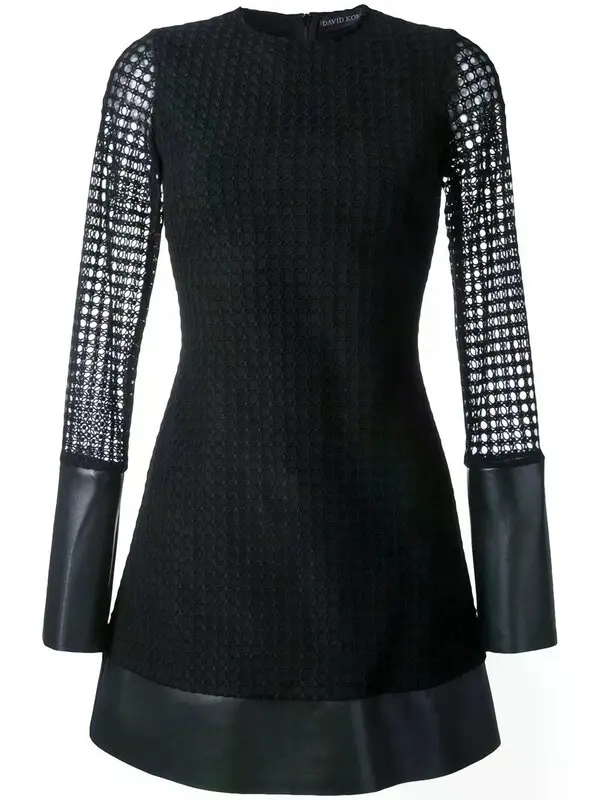 David Koma Mesh Sleeve Flared Mini Dress