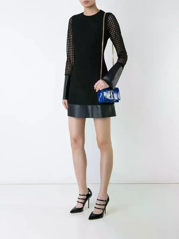 David Koma Mesh Sleeve Flared Mini Dress