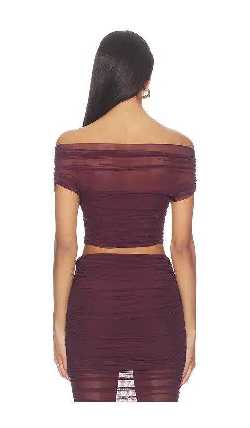 SEROYA Marsh Off-shoulder Ruched Top - Wine