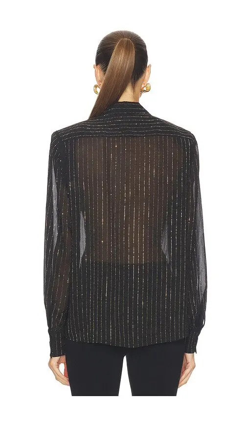 Ronny Kobo Embellished Chiffon Blouse - Black