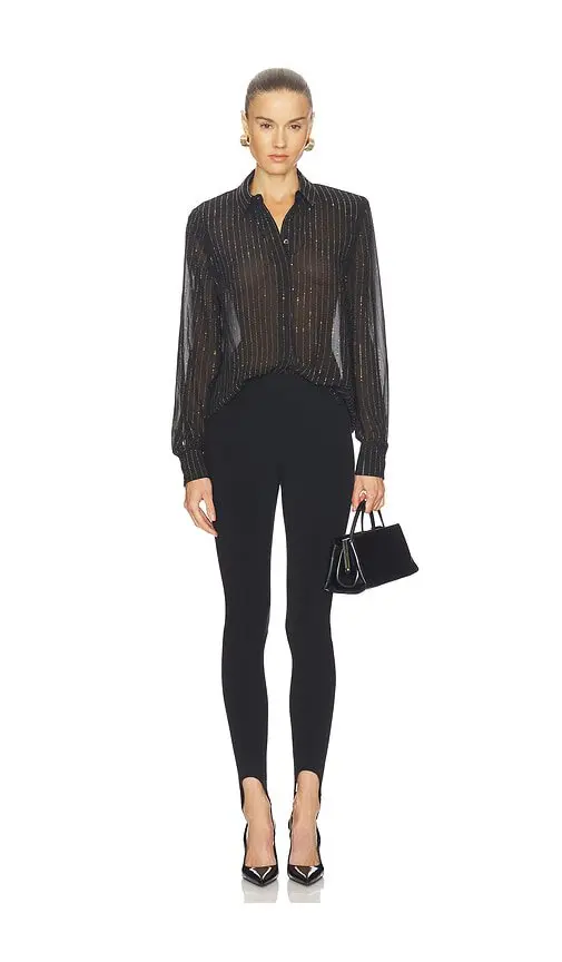 Ronny Kobo Embellished Chiffon Blouse - Black