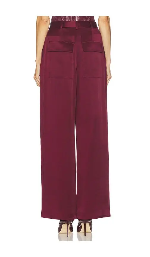 Lapointe Satin Pleated Wide Leg Trousers - Red
