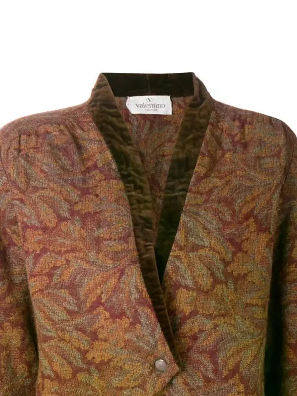 Valentino Garavani 1980s Floral Cropped Jacket - Brown