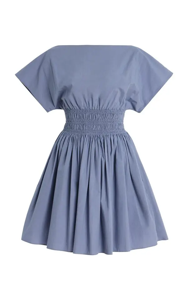 Matteau Shirred-waist Mini Dress - Blue