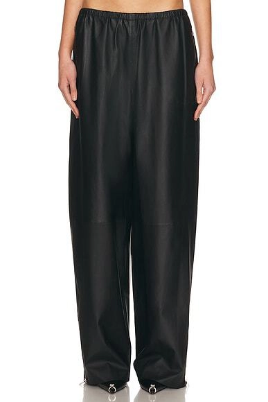 Alexander Wang Mid Rise Leather Track Pant - Black