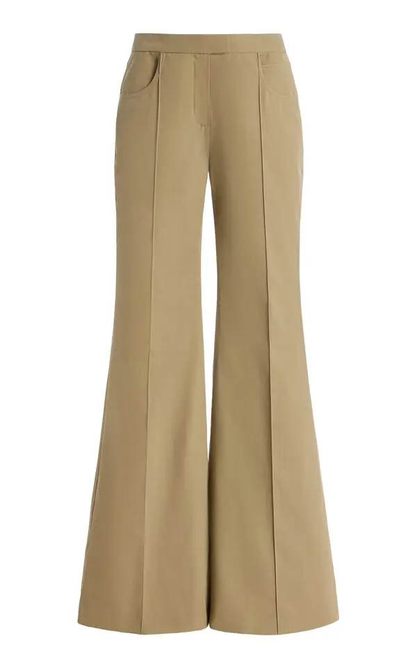 Françoise Carla Flared Cotton Trousers - Neutral