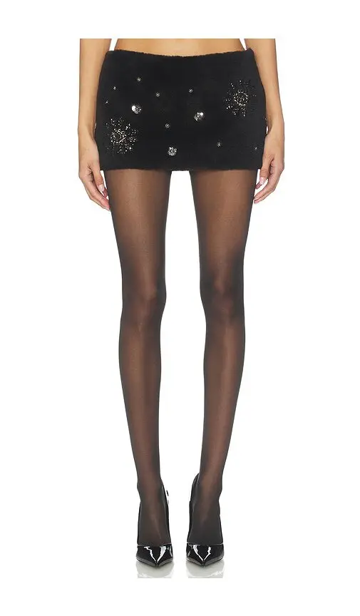 SIEDRES Marla Sequin And Bead Embellished Fur Skirt - Chocolate