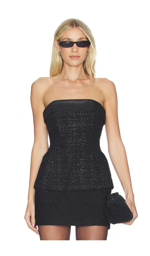 Majorelle Selene Tweed Top In . Also - Black