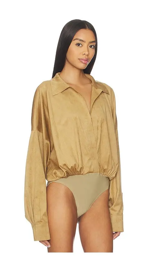 Norma Kamali Oversized Boyfriend Shirt Bodysuit