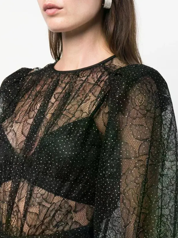 NISSA Long-sleeve Embroidered Minidress