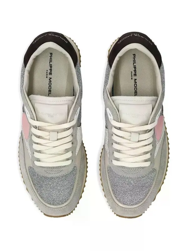 Philippe Model Glitter Panelled Trainers - Grey
