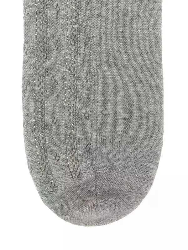Miu Miu Cotton Knee High Socks With Openwork Motif