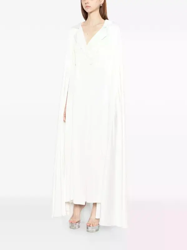 SHATHA ESSA Satin Maxi Dress With V-neck And Long Sleeves