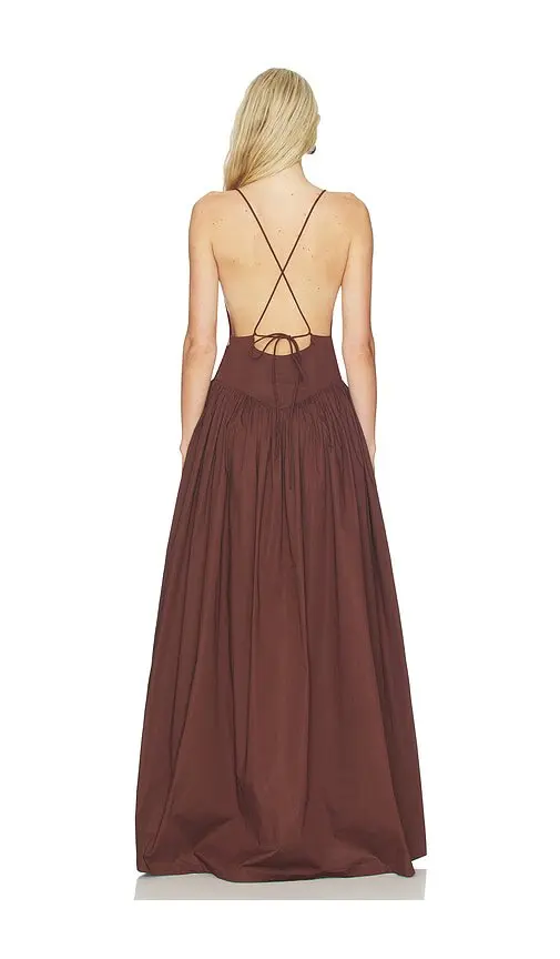 ADRIANA DEGREAS Opulence Deep-v Maxi Dress - Brown