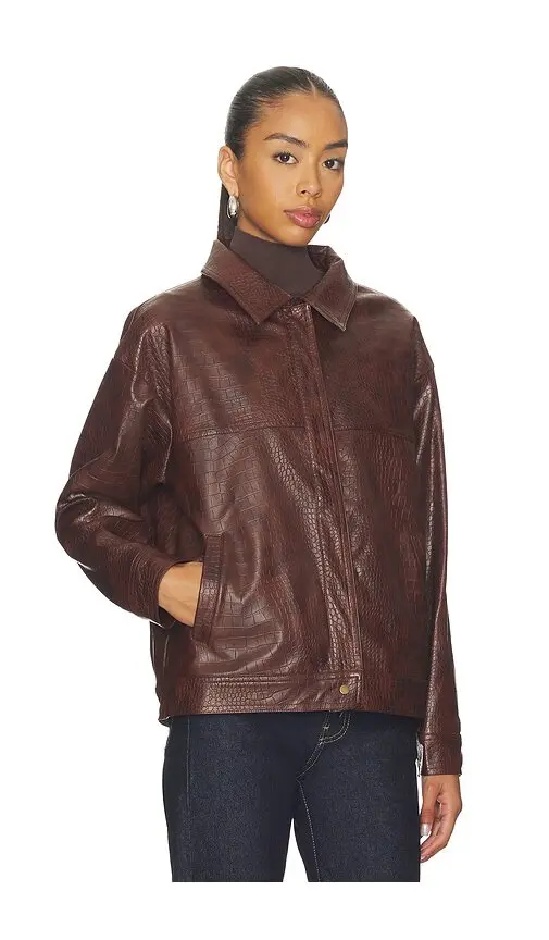 SNDYS. Croc Embossed Faux Leather Jacket
