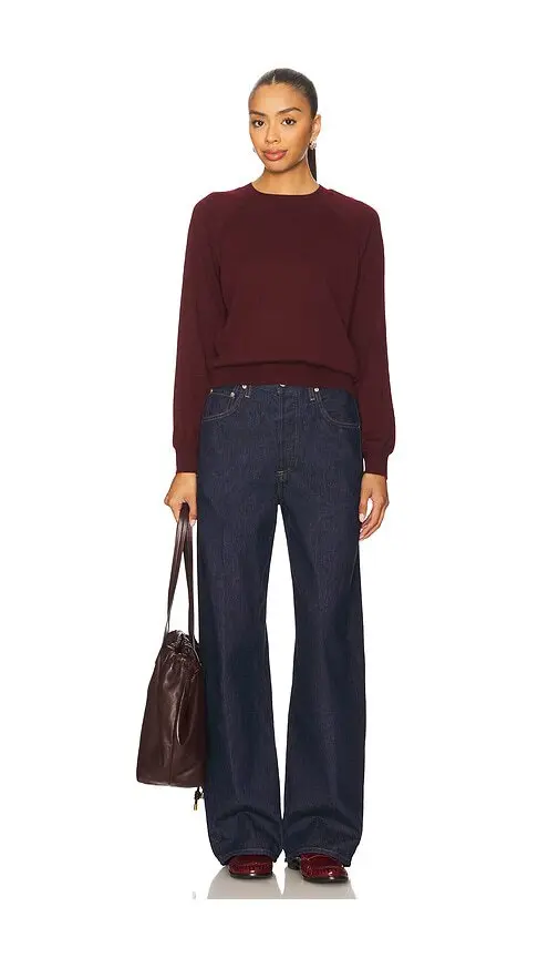 Sprwmn Long Sleeve Raglan Sweater - Wine