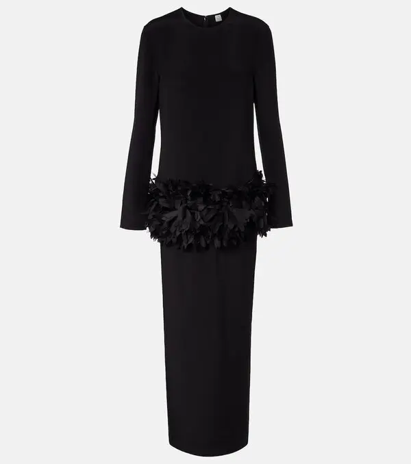 TOTEME Petal Silk-trimmed Maxi Dress - Black