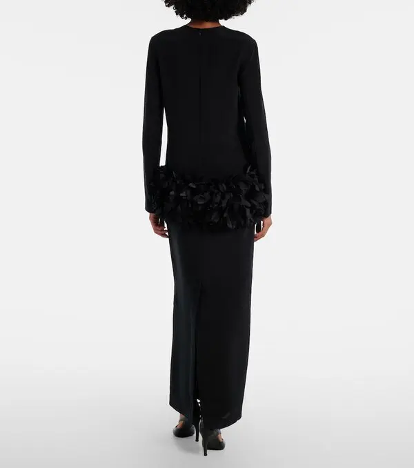 TOTEME Petal Silk-trimmed Maxi Dress - Black