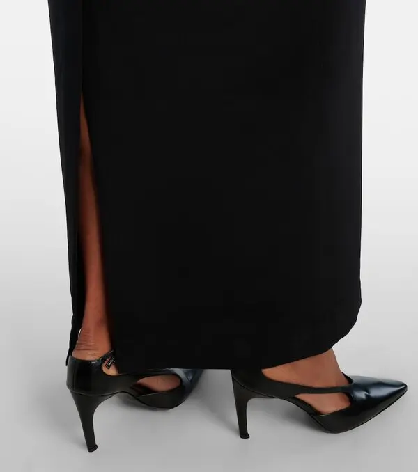 TOTEME Petal Silk-trimmed Maxi Dress - Black