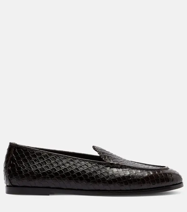 AQUAZZURA Snakeskin Effect Leather Loafers