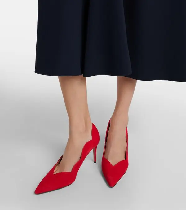AQUAZZURA Petal 85 Suede Pumps - Red