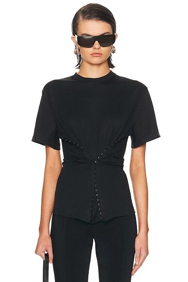 MUGLER Short Sleeve Top - Black