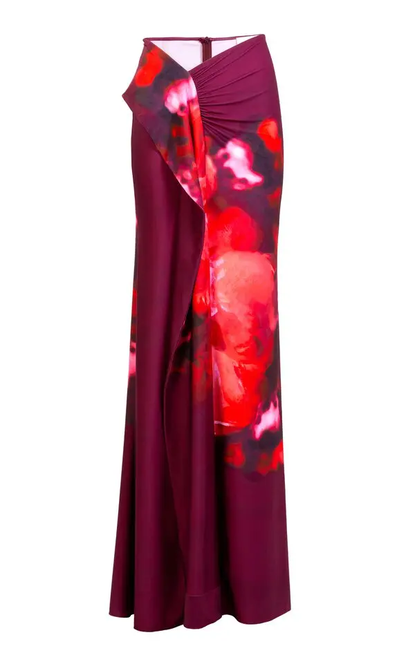 Silvia Tcherassi Meissa Gathered Jersey Maxi Skirt - Burgundy