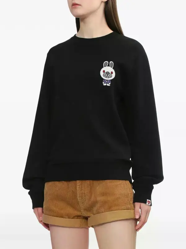A BATHING APE Appliquéd Rabbit Crewneck Sweater - Black
