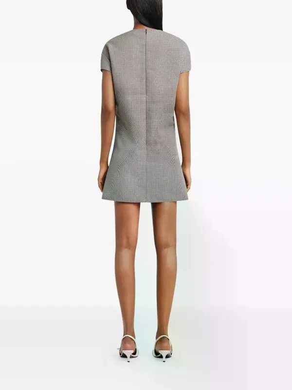 COURREGES Houndstooth Pattern Dress With Short Sleeves And Front Pockets - Grey
