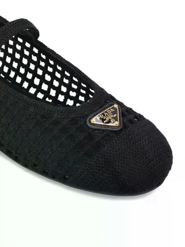 Prada Openwork Strap Ballerina Shoes - Black