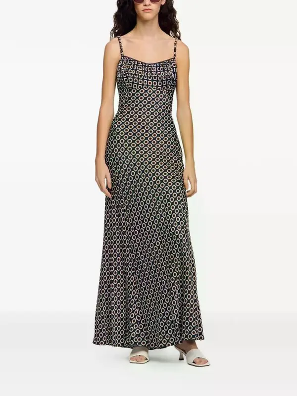 Sandro Maxi Printed Lace-up Dress - Blue