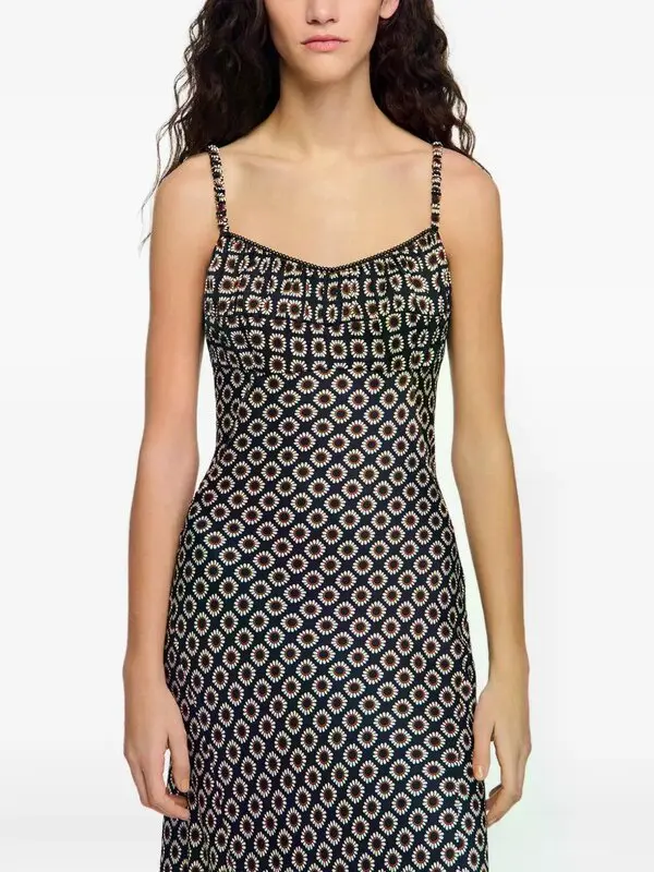 Sandro Floral Slip Maxi Dress - Blue