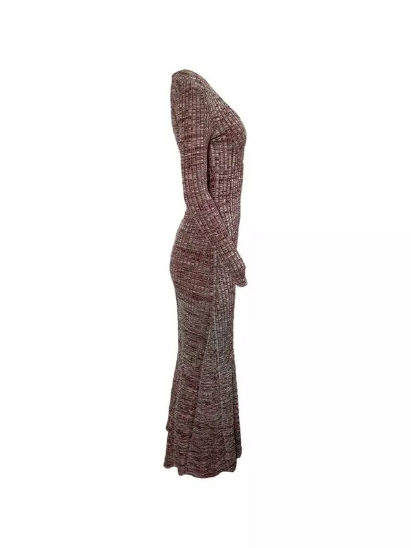 SELF-PORTRAIT Ribbed Knit Maxi Dress With Lace Trim