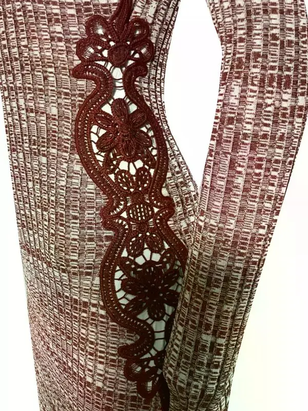 SELF-PORTRAIT Ribbed Knit Maxi Dress With Lace Trim