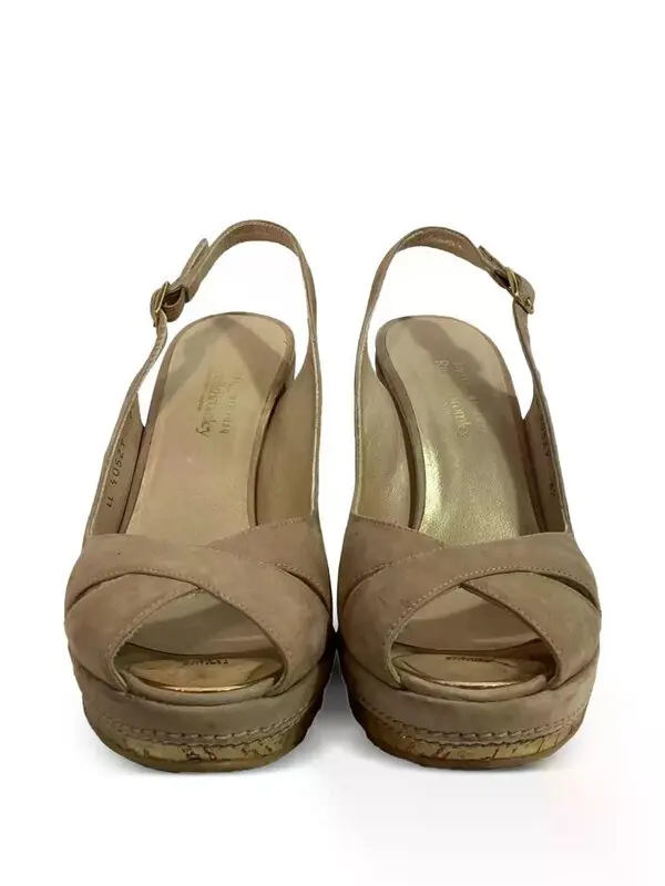 STUART WEITZMAN Peep-toe Slingback Wedge Sandals