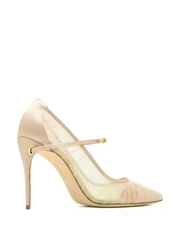 Jennifer Chamandi Lorenzo Tulle Strap Pumps - Neutrals